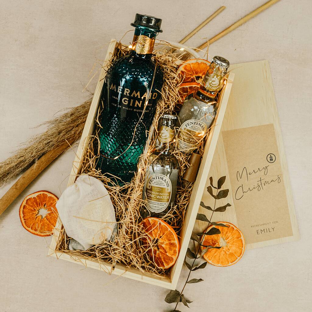 Personalised Mermaid Blue Gin Gift Set With Tonics By SpiritSmith ...