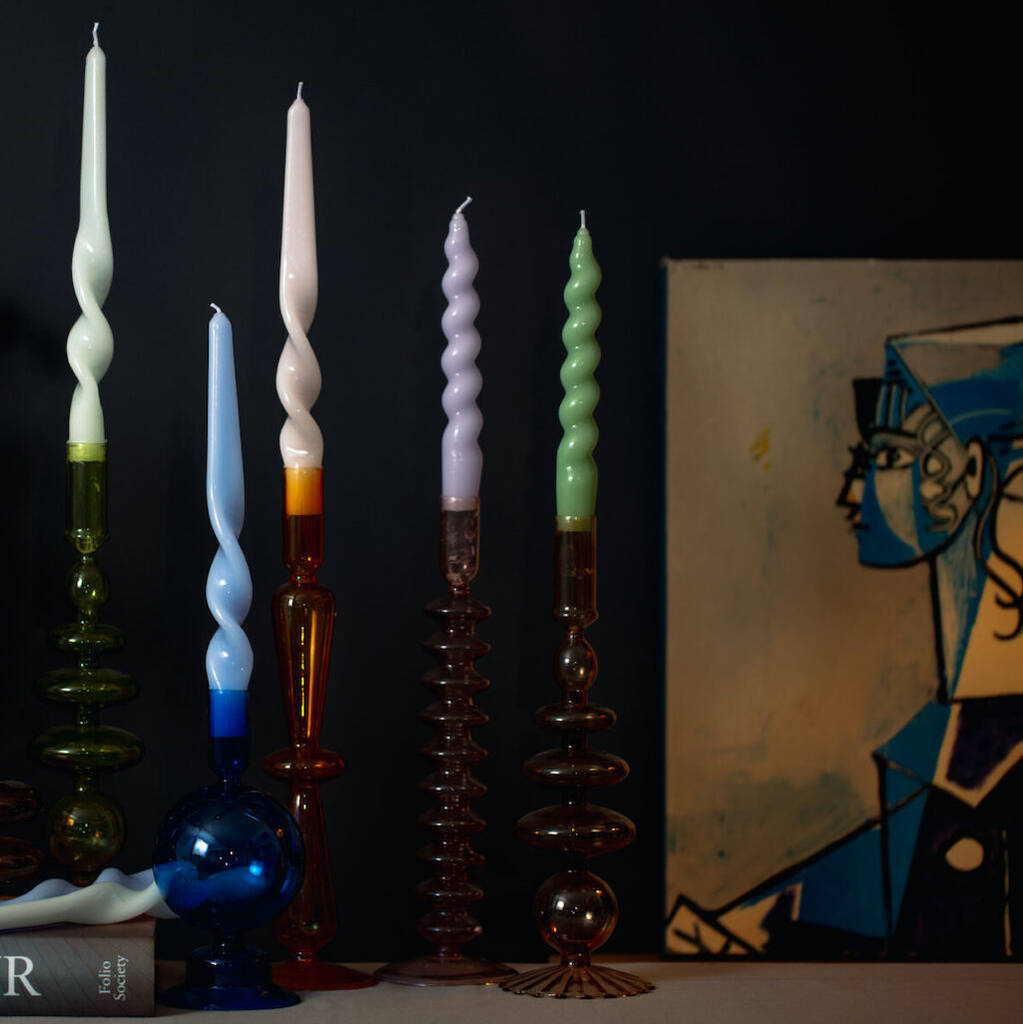Glass Candlesticks In Assorted Colours By Idyll Home ...