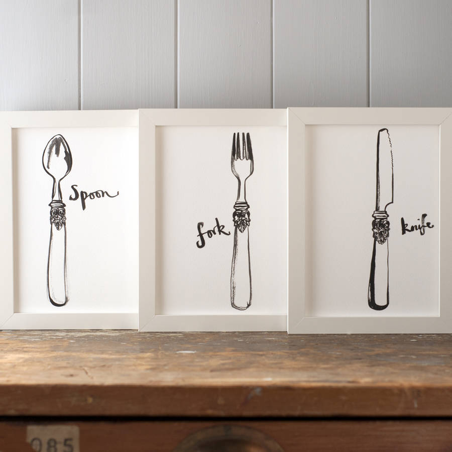fork print for the kitchen or dining room two sizes by inkpaintpaper ...