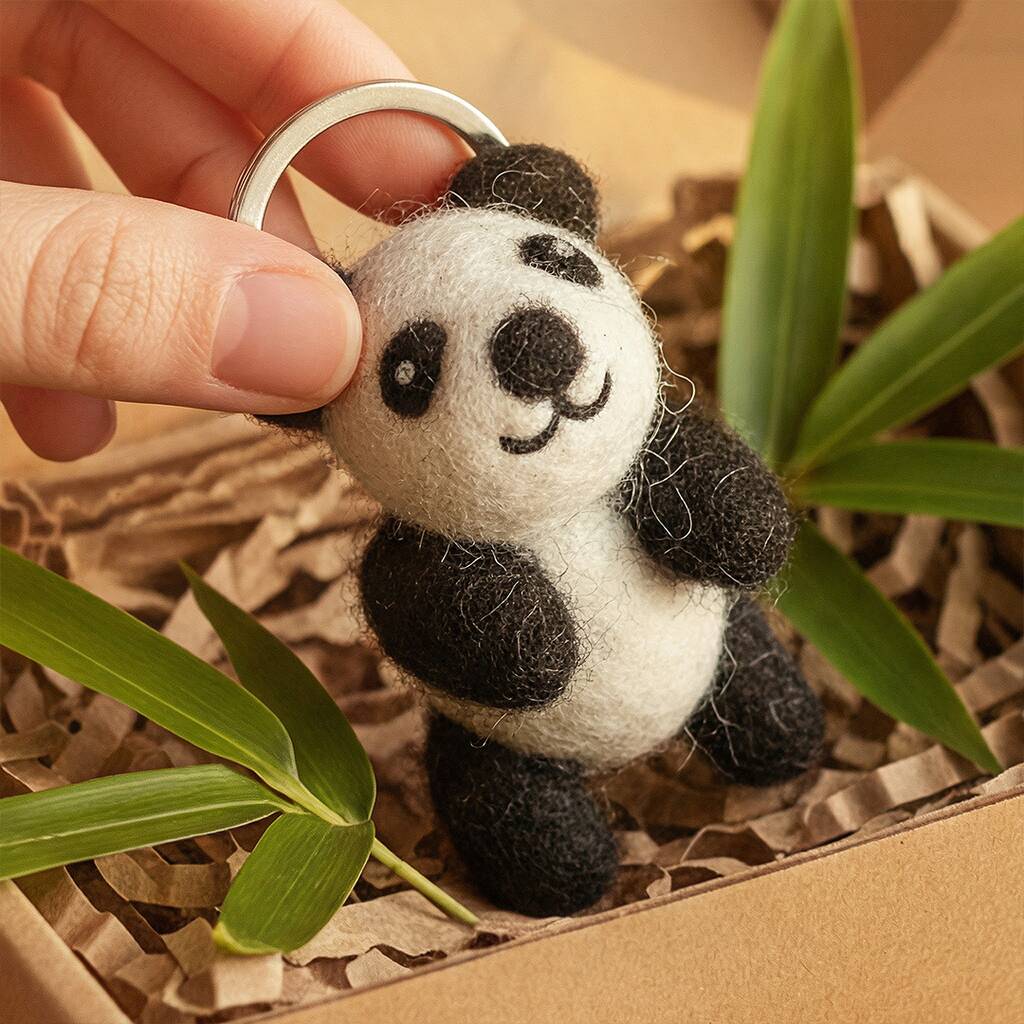 Handmade Felt Panda Keyring By Felt so good