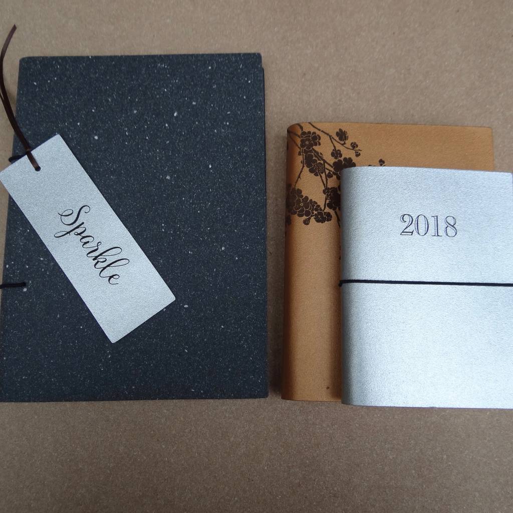 Personalised Leather Bookmark And Leather Journal By Artbox