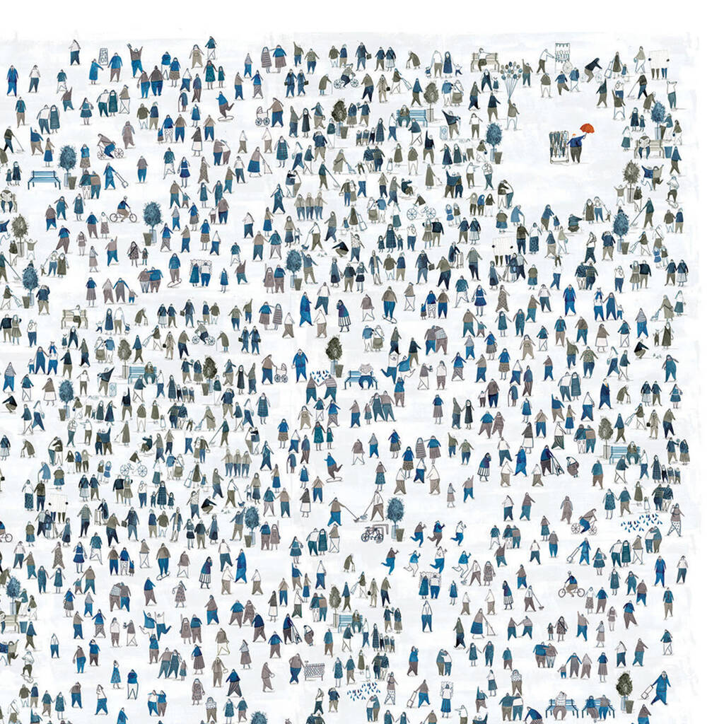 Large Detailed Illustrated Crowd Print By Elsa Rose Frere ...