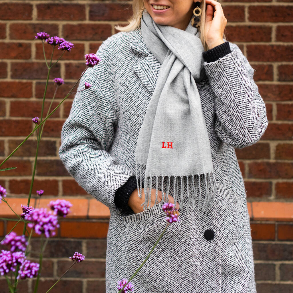 personalised embroidered 'initial' scarf by rock on ruby ...