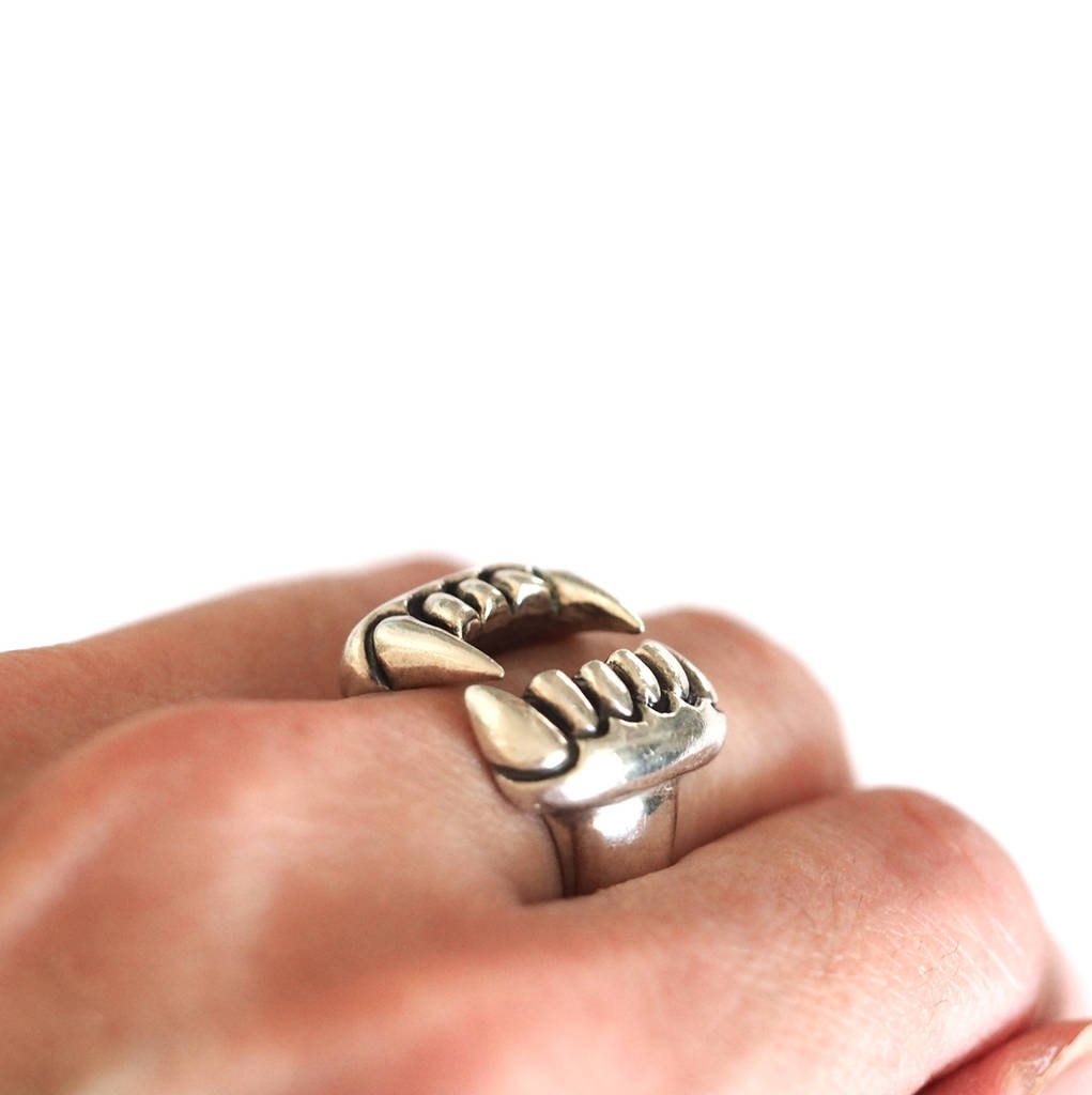 Vampire Fangs Ring In Silver By Rock Cakes | notonthehighstreet.com