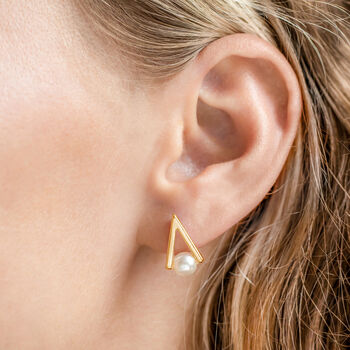 Triangle Shaped Studs With Pearl Detail By Brand X | notonthehighstreet.com