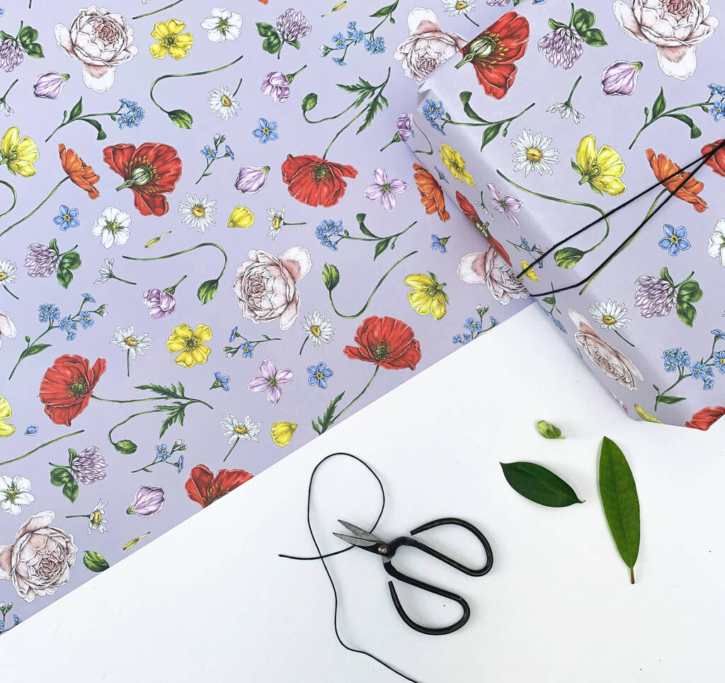 Botanical Gift Wrap 'champ De Fleur' By Catherine Lewis Design ...