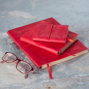 Handmade Red Embossed Leather Notebook By Paper High ...