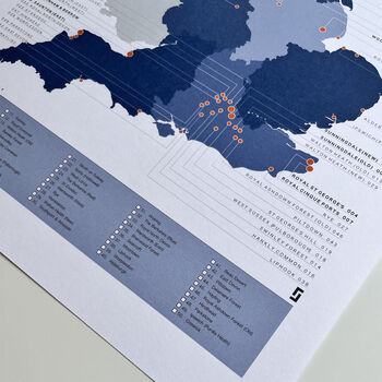Blue England Golf Course Map And Checklist Top 50 By Replay Prints ...