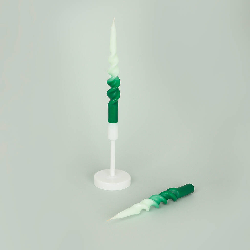 G Decor Set Of Two Tone Green Spiral Twisted Candles By G Decor