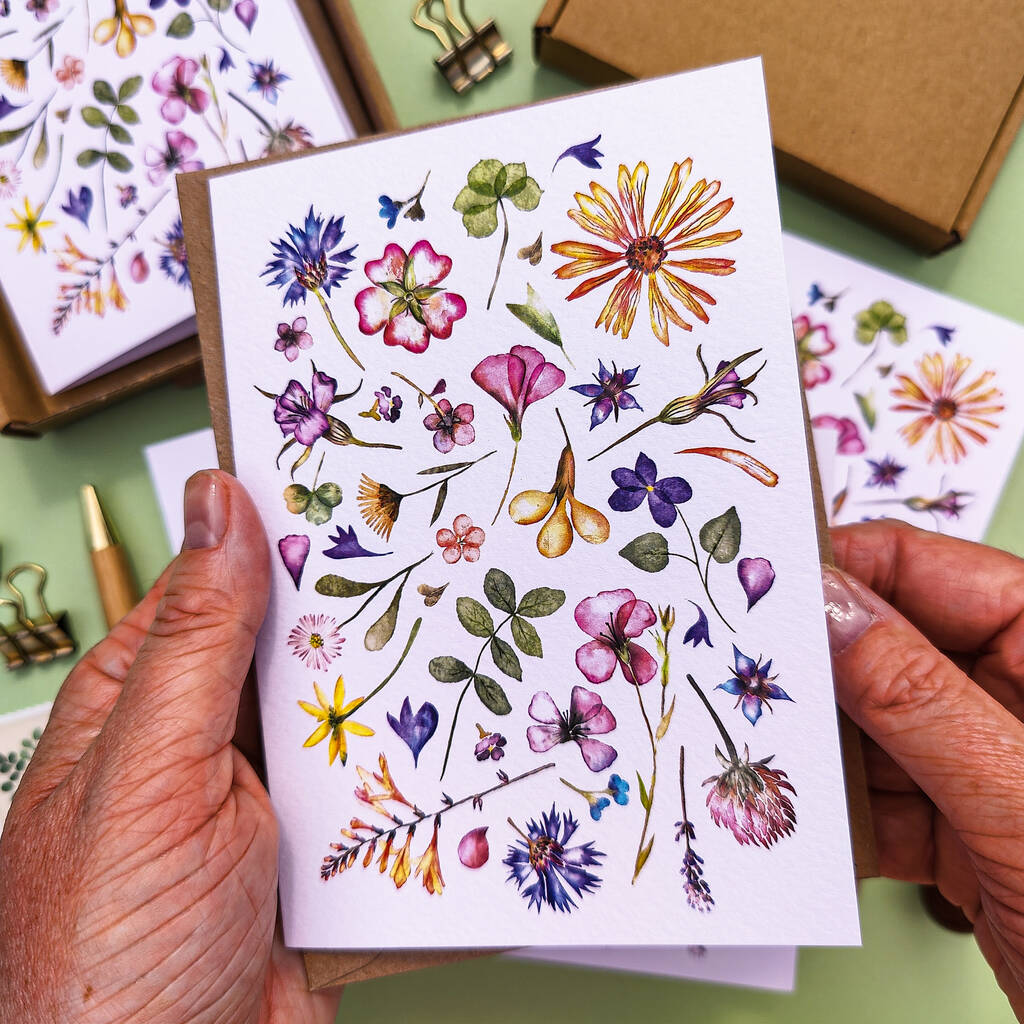 Pressed Flower Folded Cards With Envelopes By Paper Willow ...