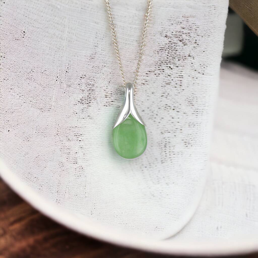 Genuine Jade Teardrop Necklace In Sterling Silver By Songs of Ink and ...