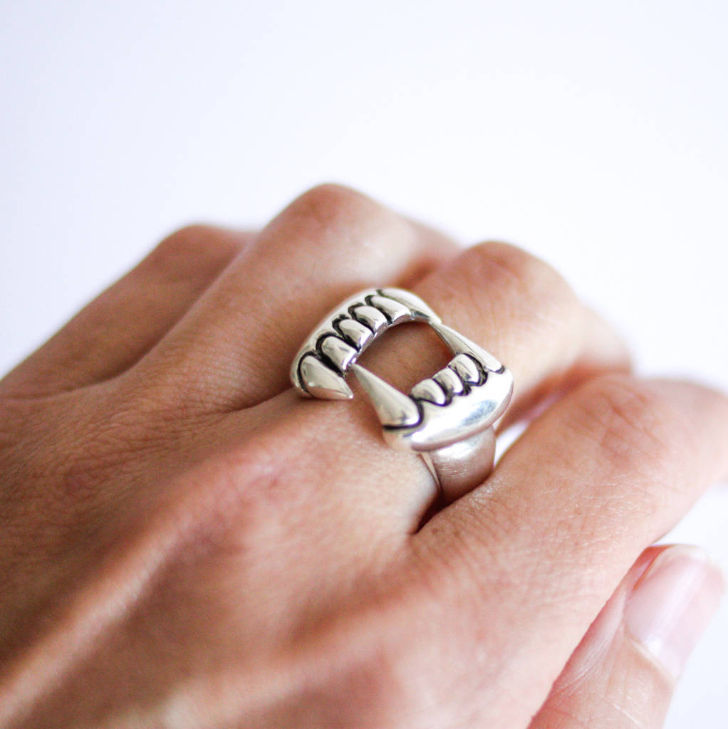 Vampire Fangs Ring In Silver By Rock Cakes | notonthehighstreet.com