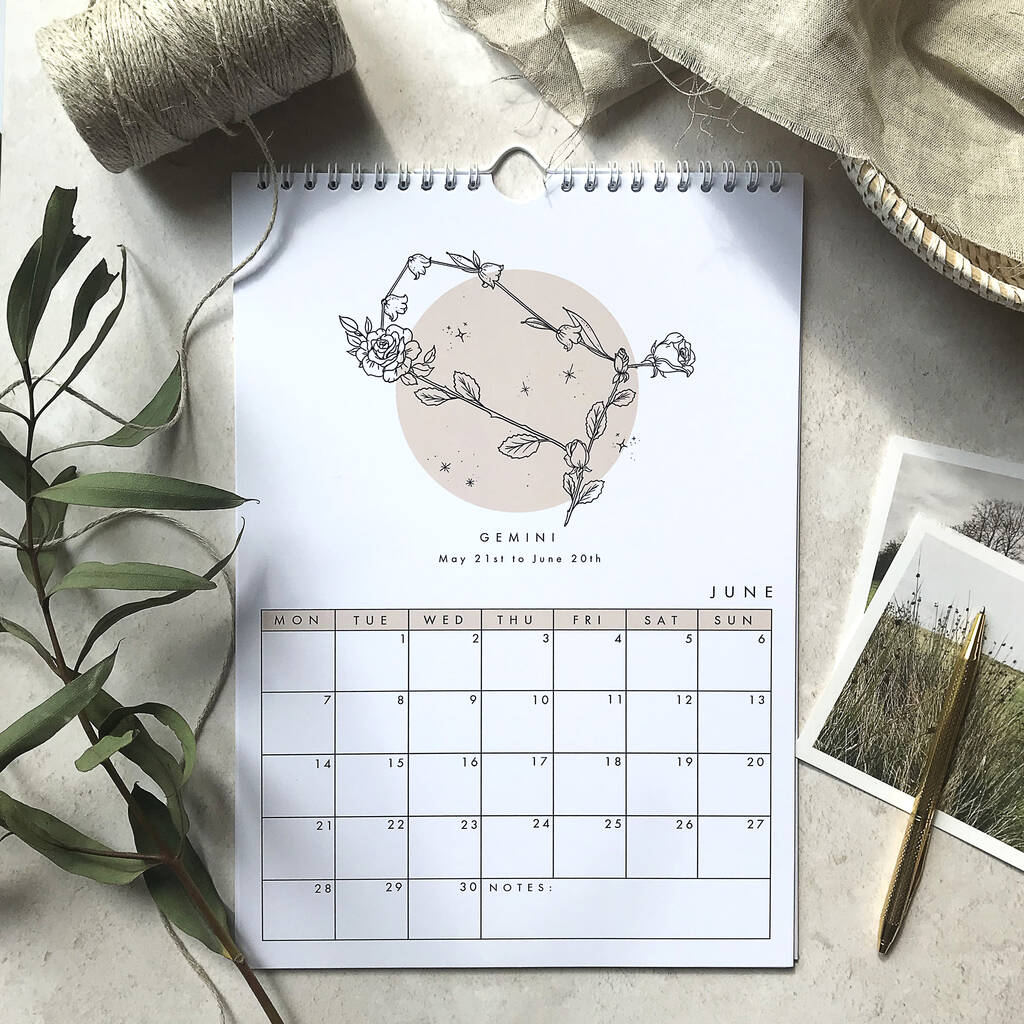 2021 Zodiac Constellation And Birth Flowers Calendar By Lara Vinck ...