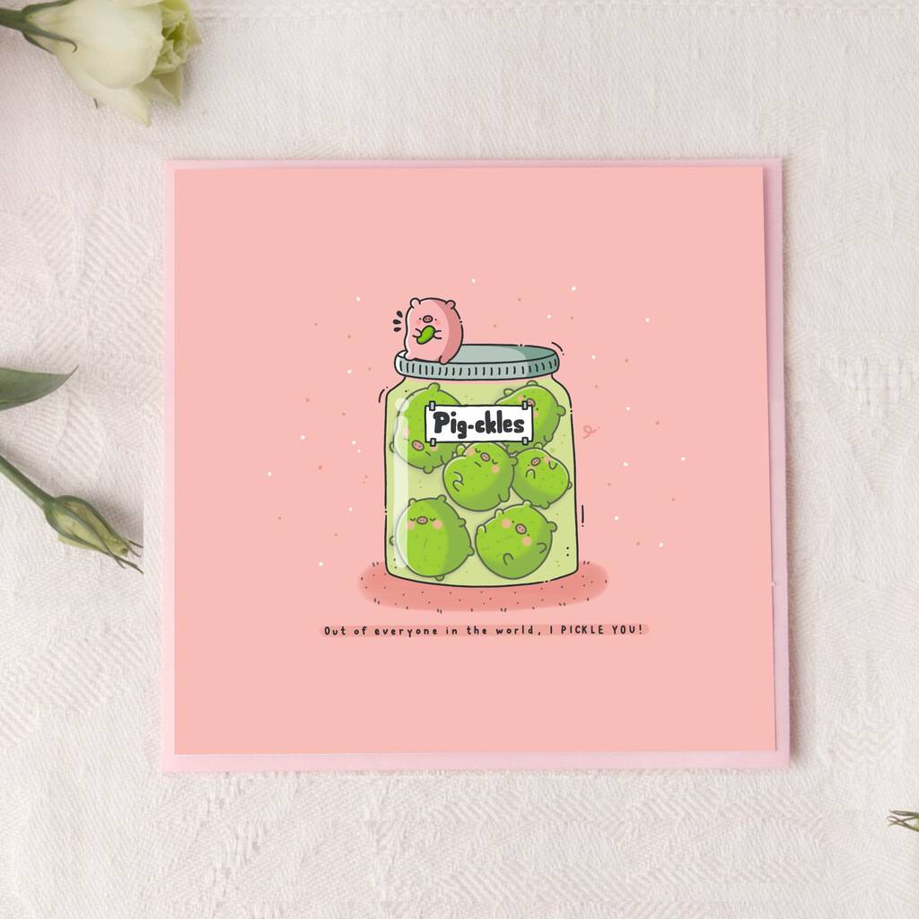 Cute Pickles Greetings Card By Toastedink