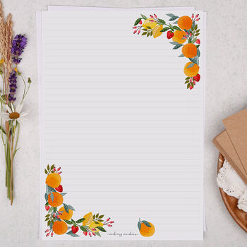 A4 Letter Writing Paper With Fruit And Botanicals By Making Meadows ...