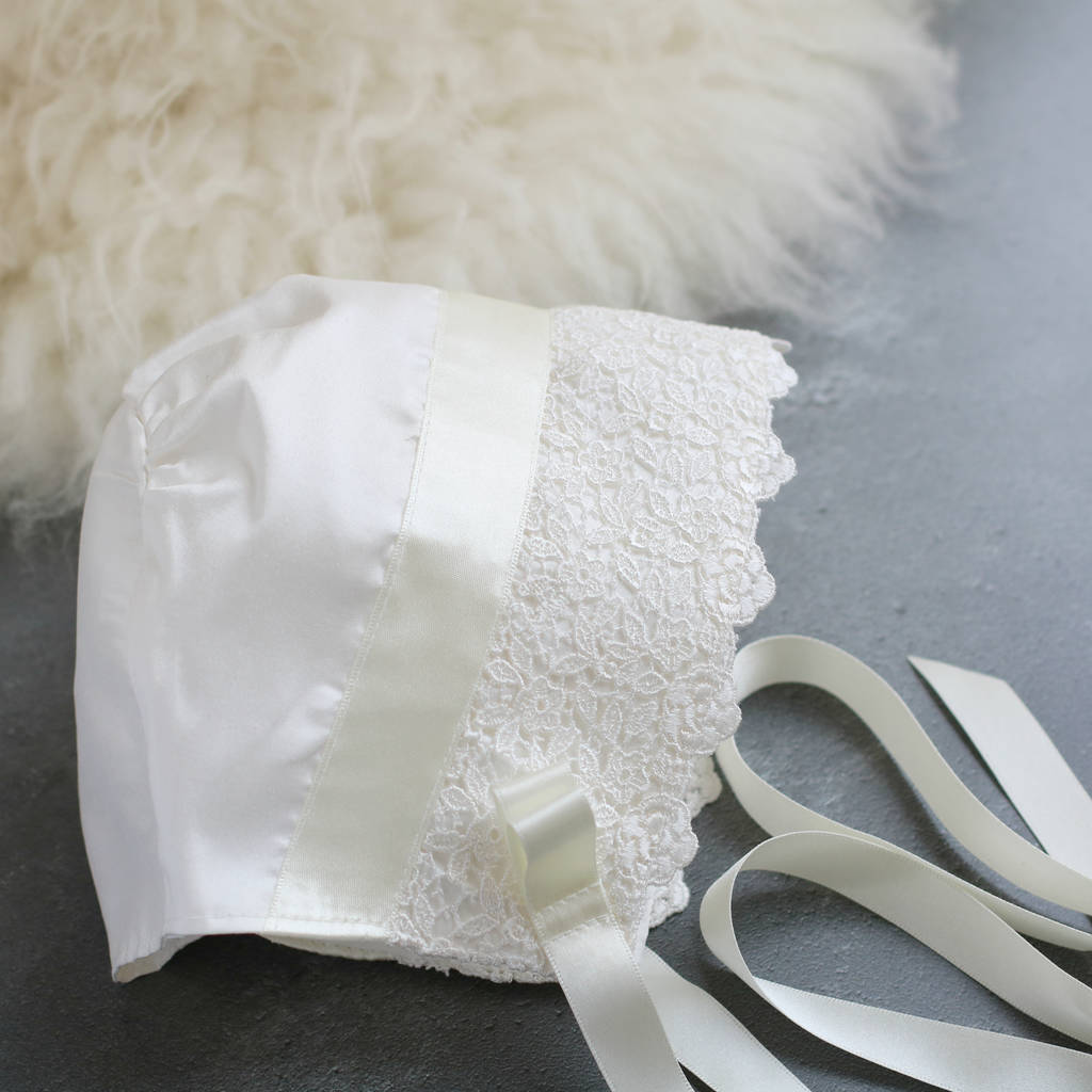 olivia christening bonnet by adore baby | notonthehighstreet.com