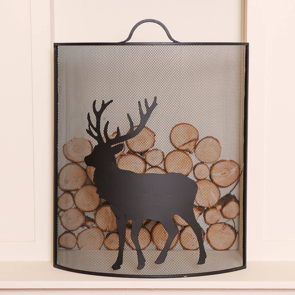 Woodland Stag Black Iron Fire Guard By Dibor | notonthehighstreet.com