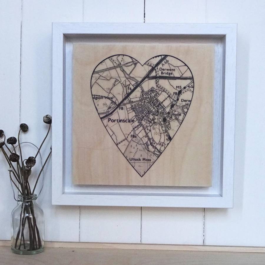 customised heart shaped map print by northern logic ...