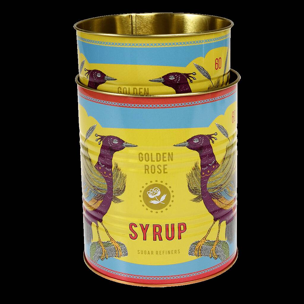 Set Of Two Golden Rose Syrup Storage Tins By Heliotique