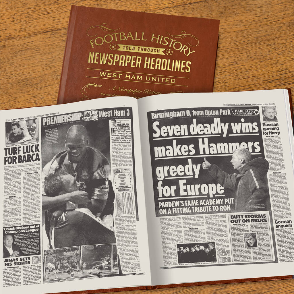 West Ham Personalised Football Gift Newspaper Book By Historic ...