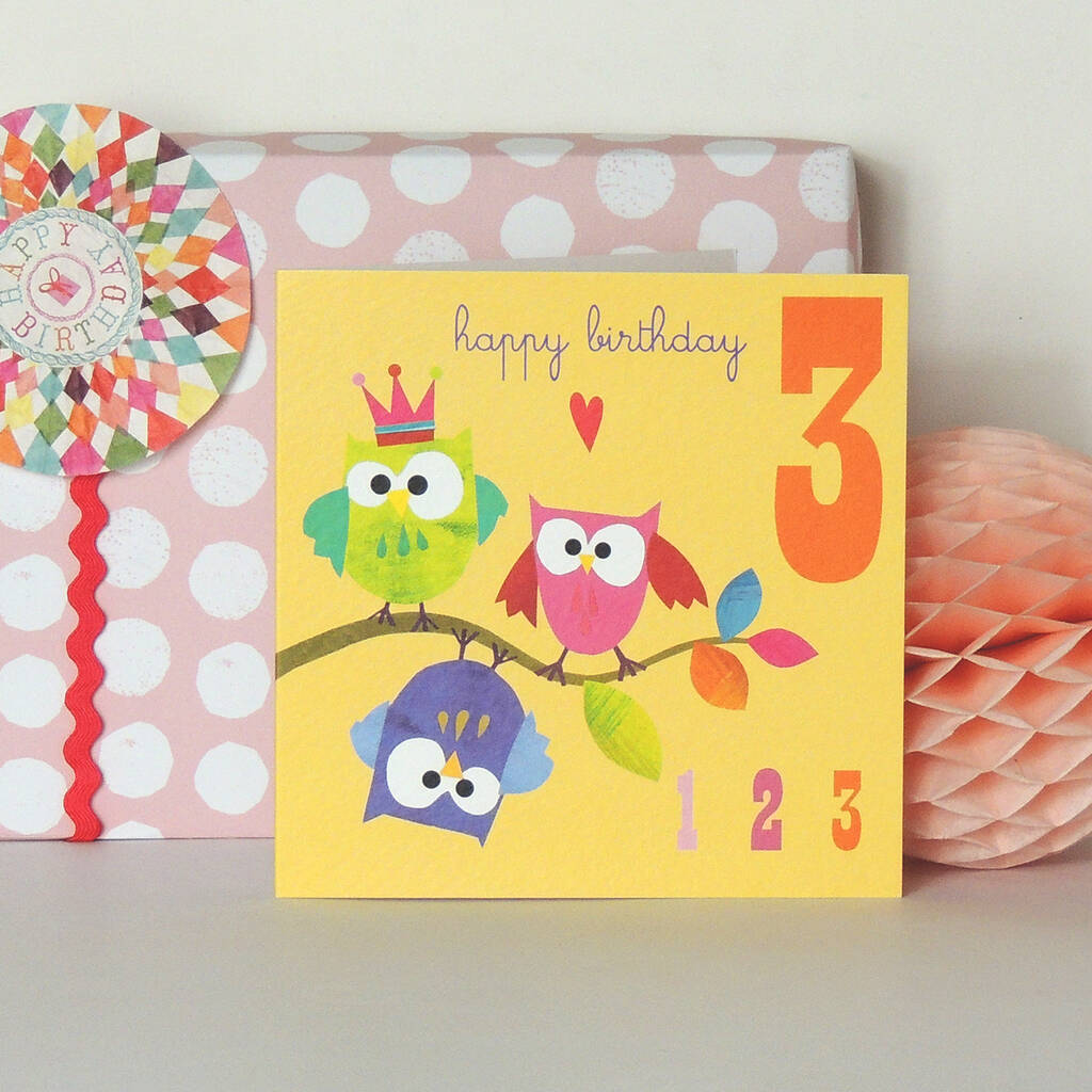 Happy Birthday Owls Three Card By Kali Stileman Publishing ...