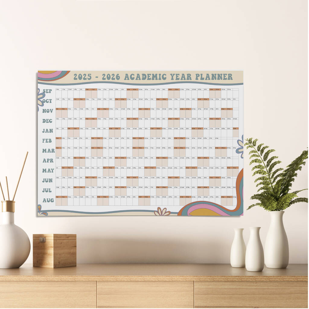 Retro Inspired 2025 2026 Academic Wall Calendar By Lisa Marie Designs