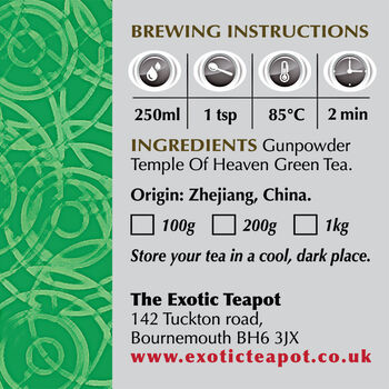 Supreme Gunpowder Green Tea 200g Tin By The Exotic Teapot ...