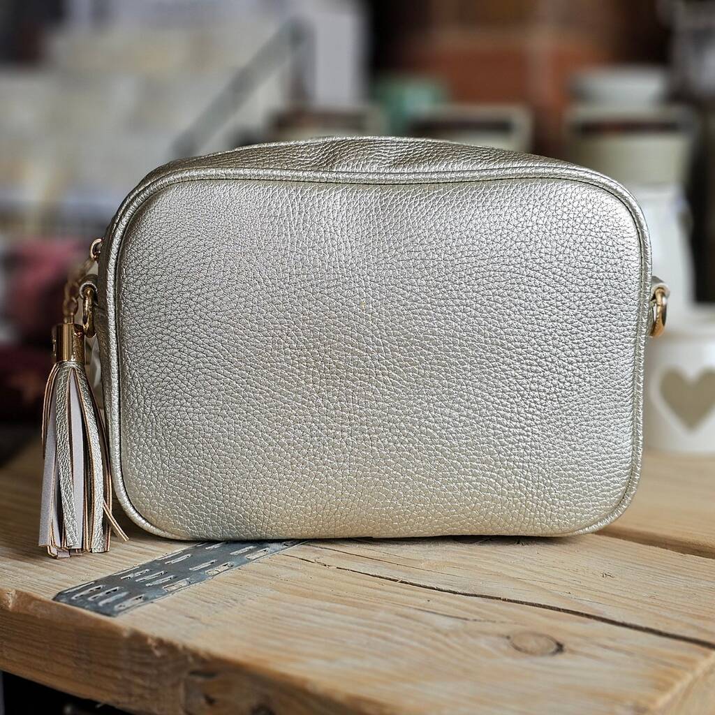 Single Zip Cross Body Bag With Tassel In Silver By Nest Gifts