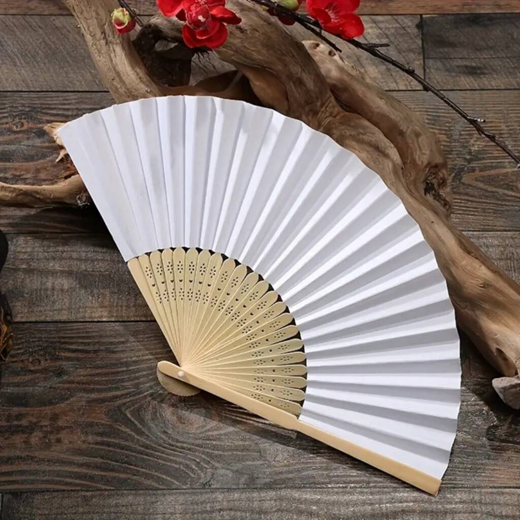 Blue Personalised Silk Hand Fan By Natural Gift Store