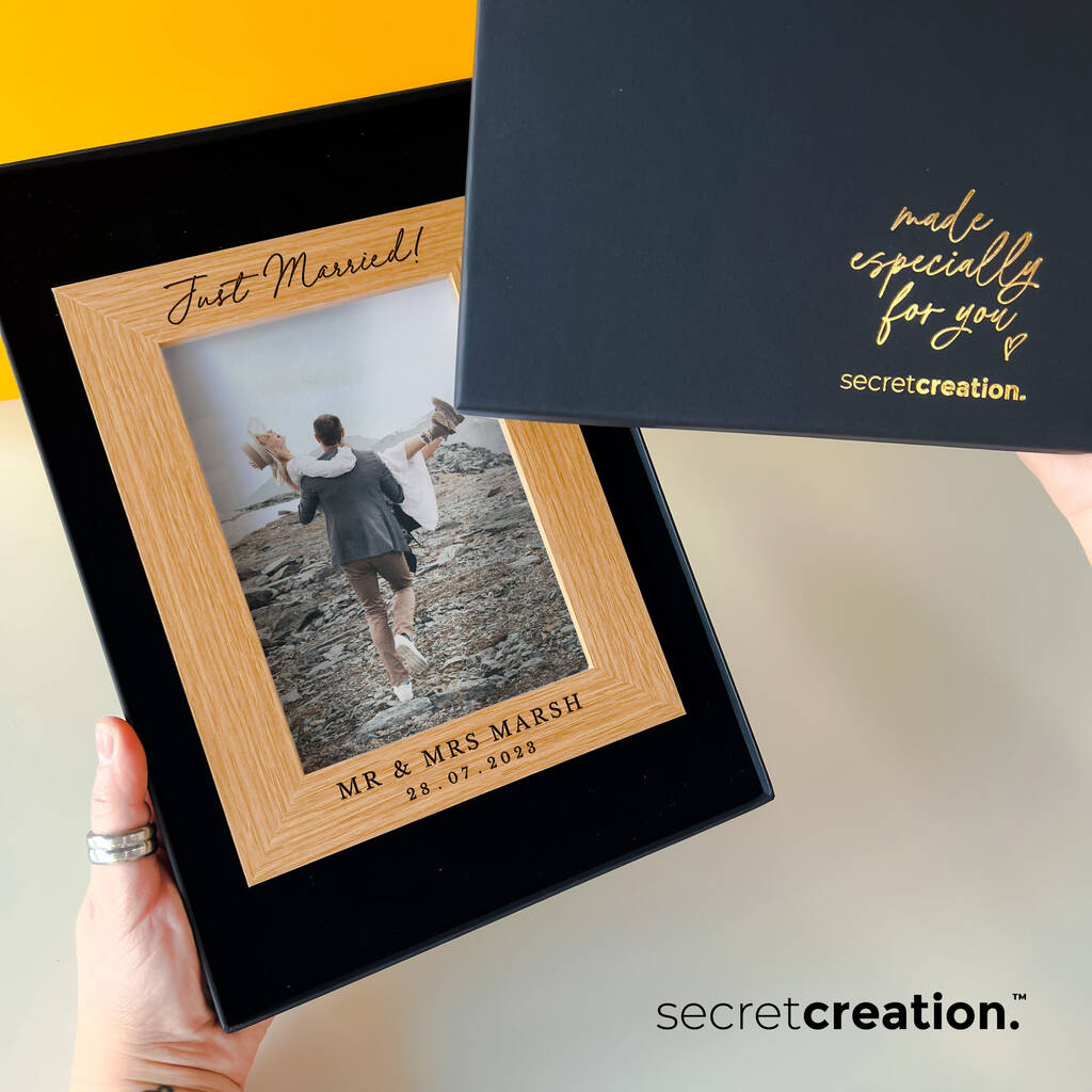 Personalised Just Married Photo Frame Wedding Gift By Secret Creation ...