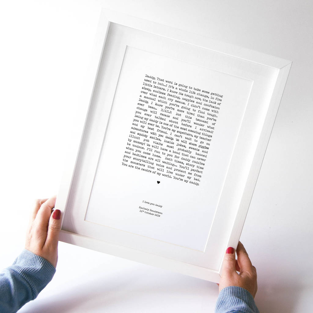 letter to new daddy typographic print by the stamford studio ...