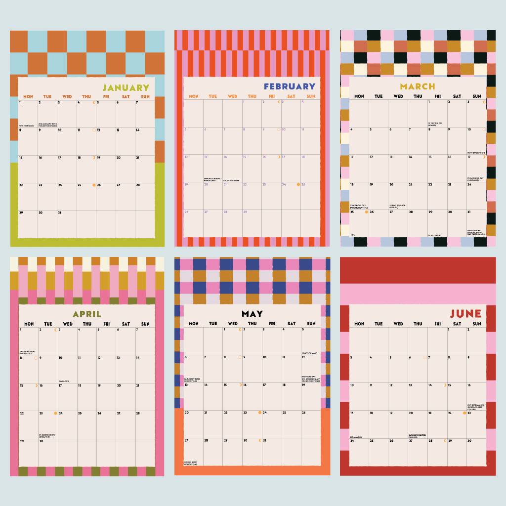 2024 Calendar | Checks And Stripes | A4 By Good Tuesday
