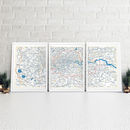 Set Of Three Metallic London Maps By Catford Creative ...