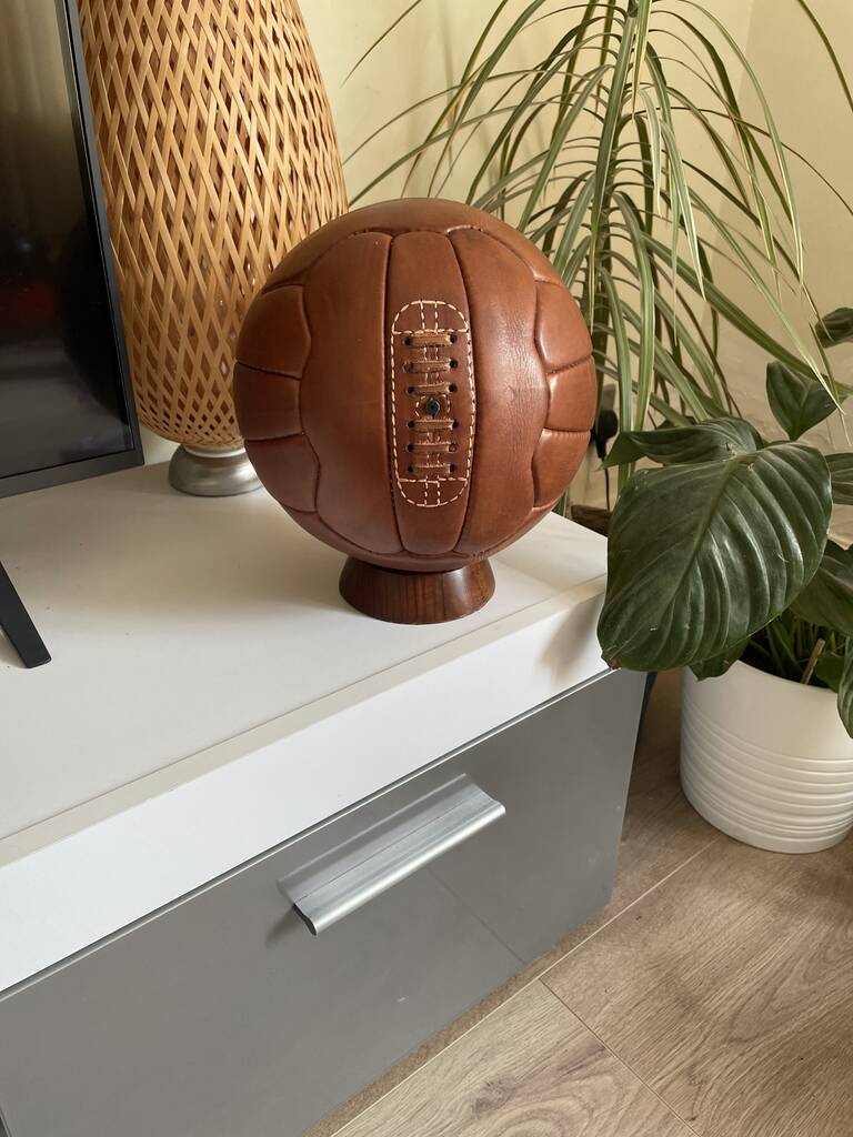Leather 18 Panel Vintage Style Football And Stand By vintage sports