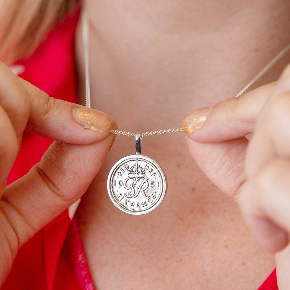 70th Birthday 1951 Sixpence Coin Necklace By Ellie Ellie ...