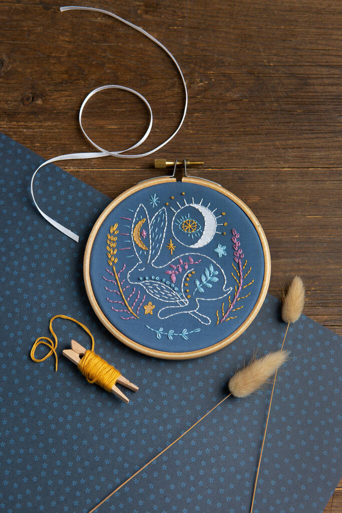 Celestial Hare Mini Embroidery Kit By Hawthorn Handmade ...
