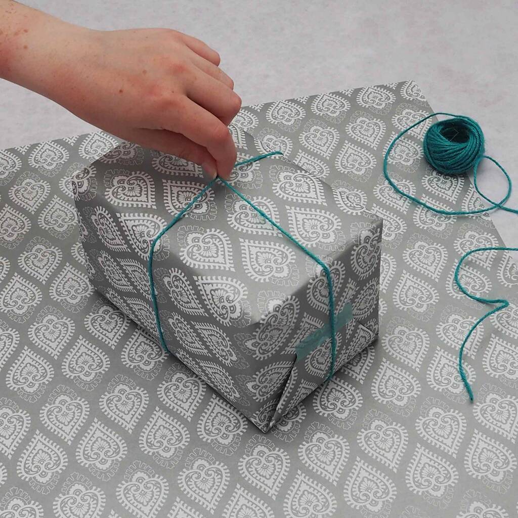Silver Hearts Patterned Gift Wrap By Paper High