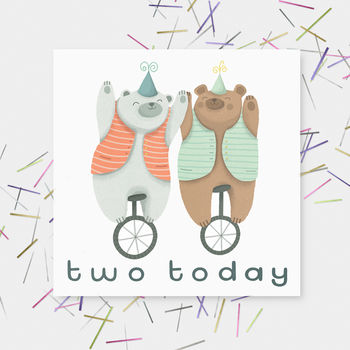 'two Today' Bears Birthday Card By Lauren Radley | notonthehighstreet.com