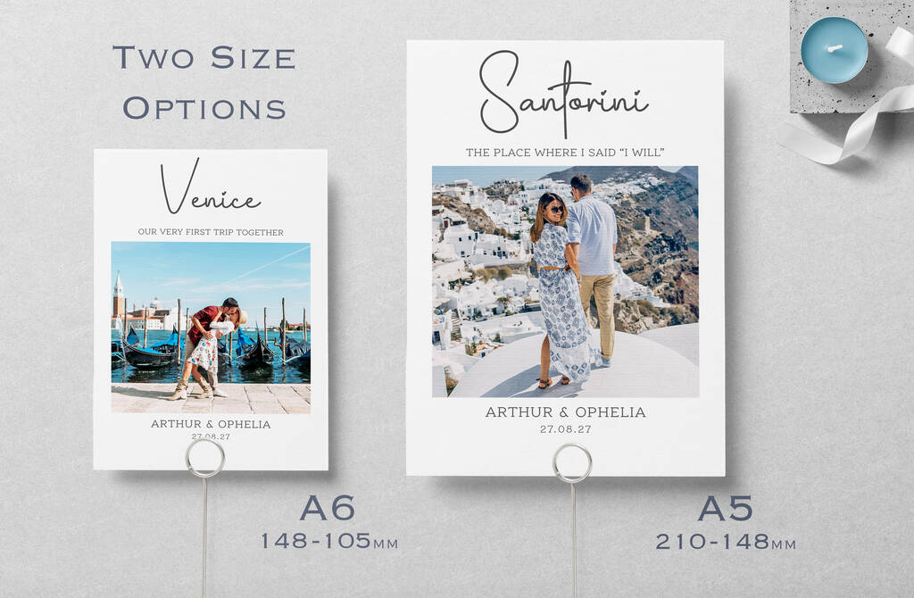 Travel Photo Wedding Table Numbers By Ottie Design
