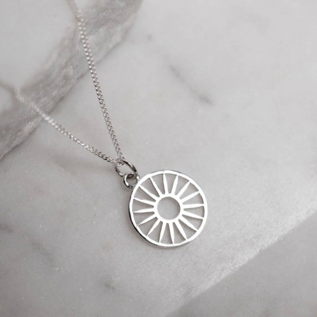silver wagon wheel token charm necklace by lime tree design ...