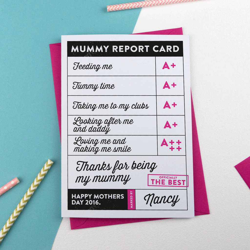 Mothers Day Report Card Personalised By A Is For Alphabet 