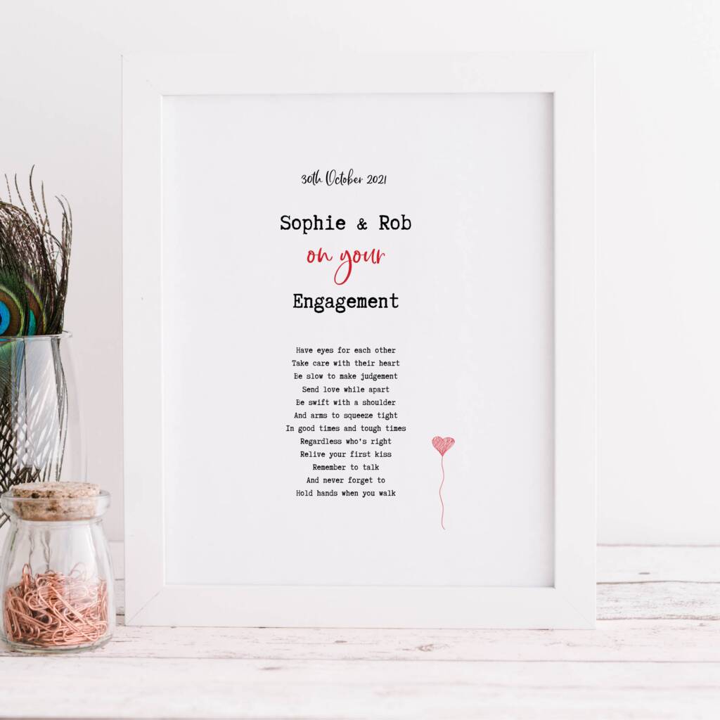 Personalised Engagement Love Poem Gift For Couple By shmuncki ...