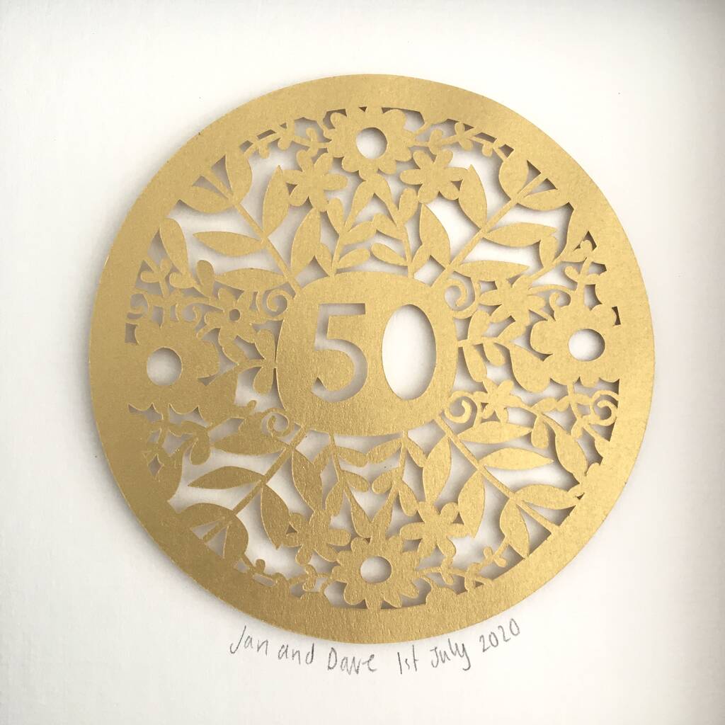 Personalised Golden Wedding Anniversary Framed Papercut By Caroline ...