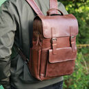 'kingsley' Personalised Leather Laptop Backpack Pecan By Vintage Child ...