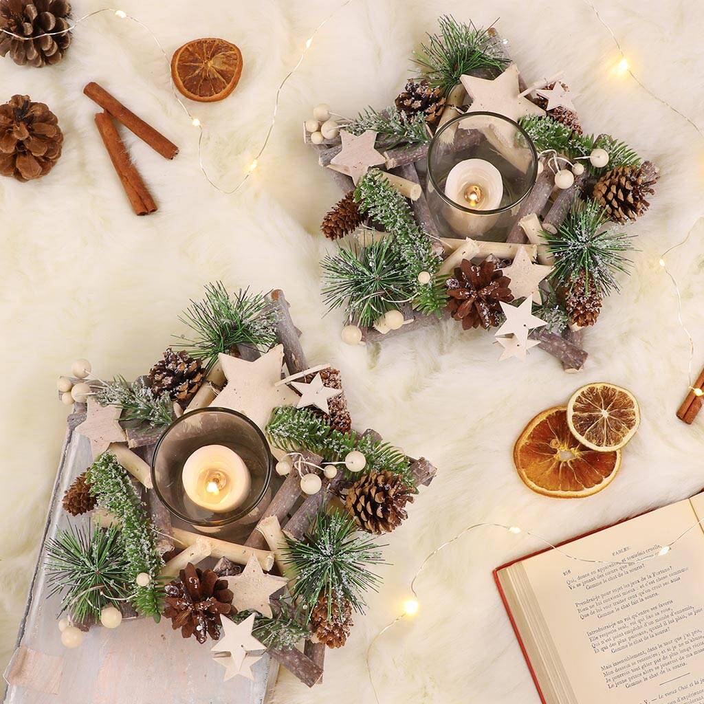 Set Of Two Christmas Star Candle Holders By Dibor