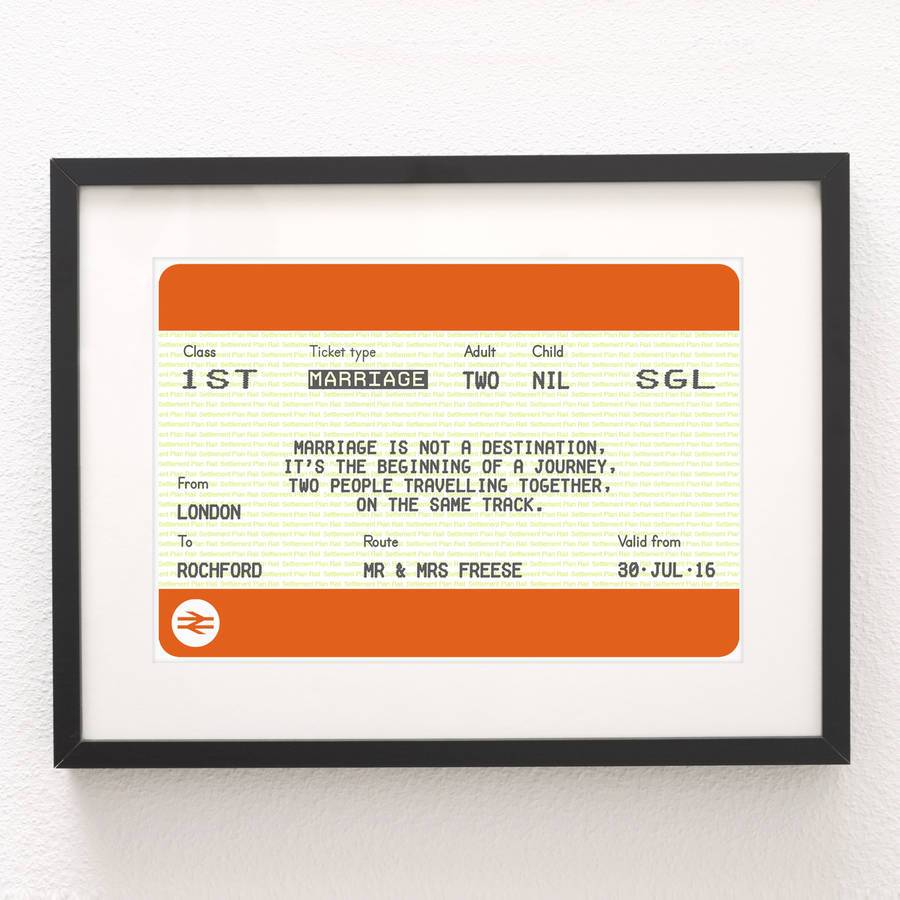 Personalised Train Ticket Wedding Print By Of Life Lemons 