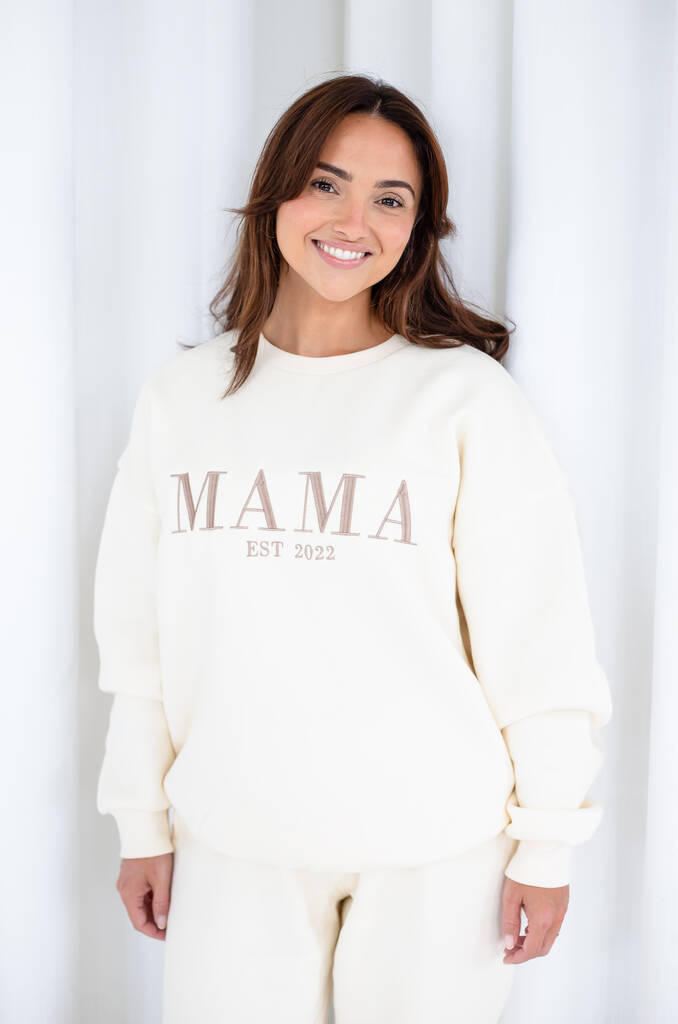 Mama Est Embroidered Personalised Sweatshirt By Minni