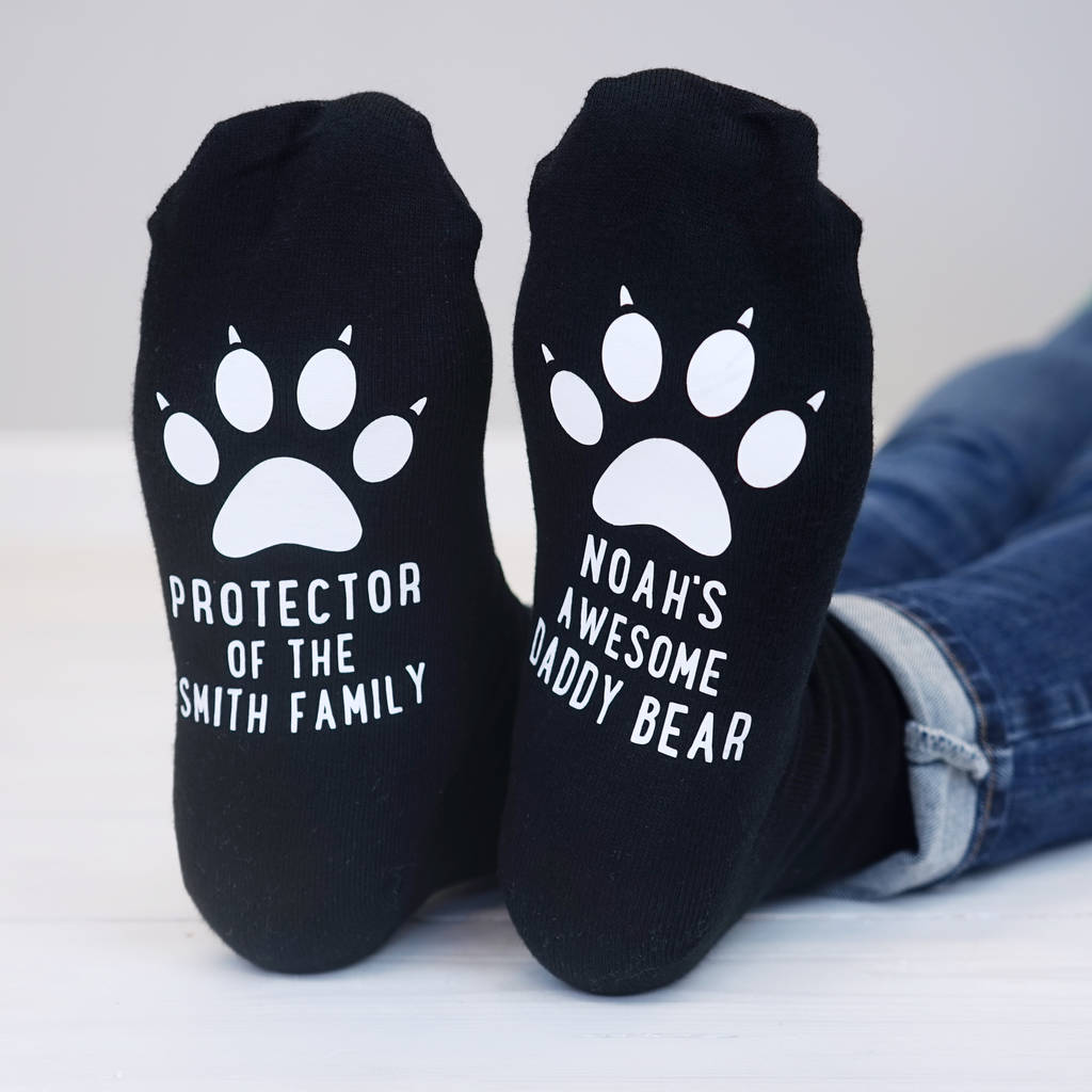 personalised daddy bear paw socks by sparks and daughters ...