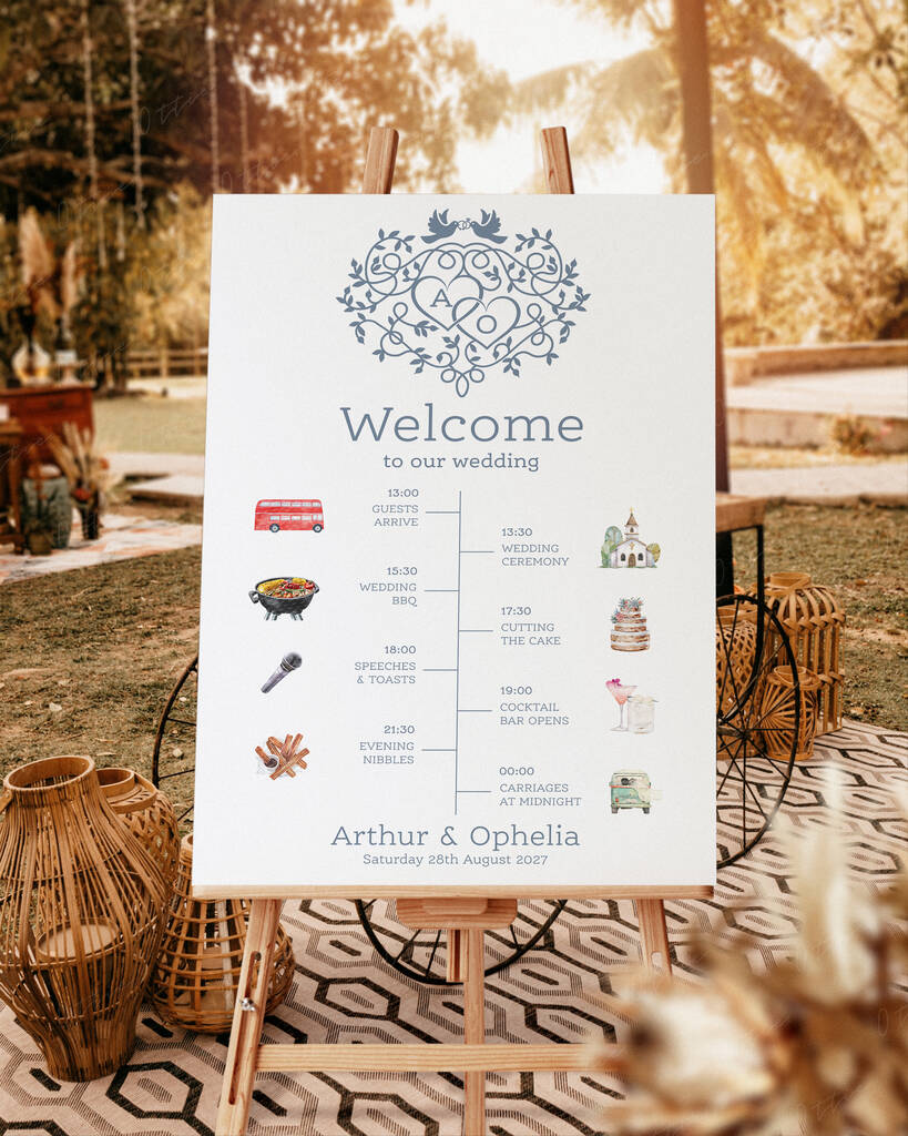 Wedding Order Of The Day Monogram By Ottie Design | notonthehighstreet.com