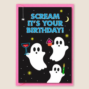 Ghost Scream Funny Cute Spooky Halloween Birthday Card By I AM A ...